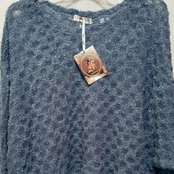 Farinelli | Sweaters | Blue Knobby Open Weave Oversized Cropped ...